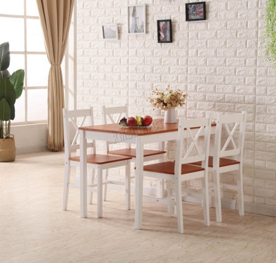 WestWood Quality Solid Wooden Dining Table and 4 Chairs Set Kitchen ...
