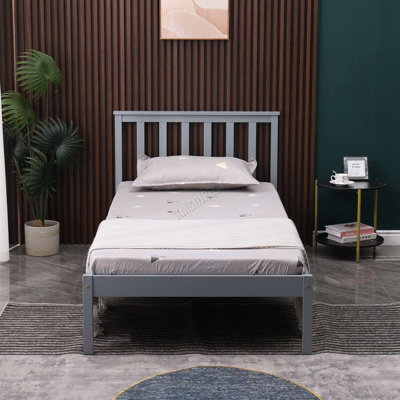WestWood Single Bed Durable Solid Pine Frame Low Foot End Wood Slat ...