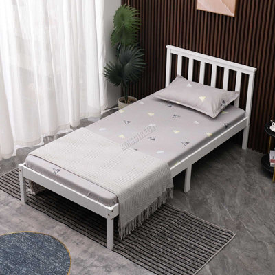 WestWood Single Bed Durable Solid Pine Frame Low Foot End Wood Slat ...