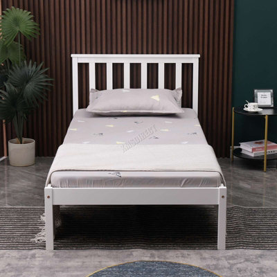 WestWood Single Bed Durable Solid Pine Frame Low Foot End Wood Slat ...