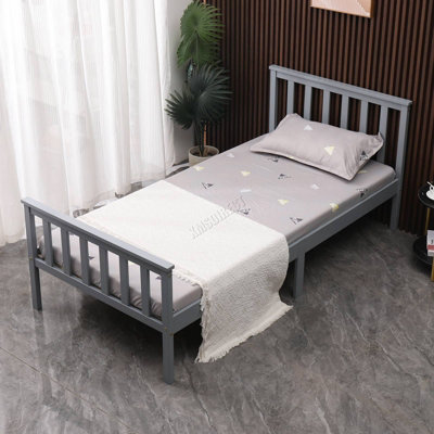 WestWood Single Bed Solid Pine Wood Frame With Footboard Wood Slat ...
