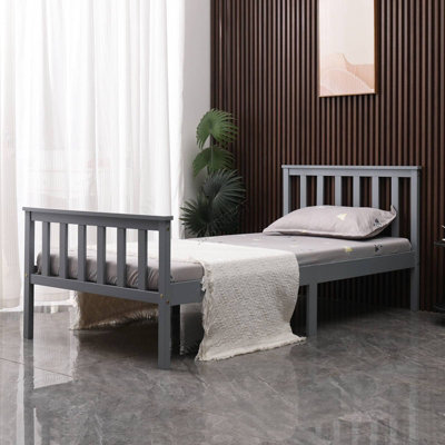 WestWood Single Bed Solid Pine Wood Frame With Footboard Wood Slat ...