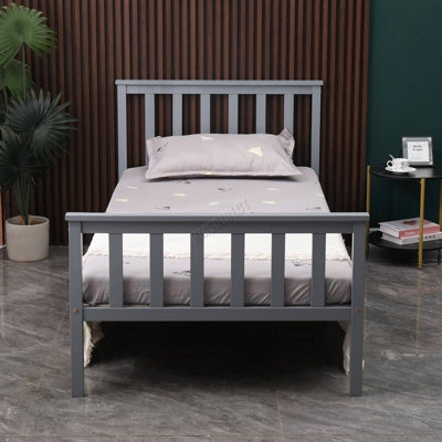 WestWood Single Bed Solid Pine Wood Frame With Footboard Wood Slat ...