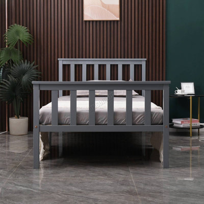 WestWood Single Bed Solid Pine Wood Frame With Footboard Wood Slat ...
