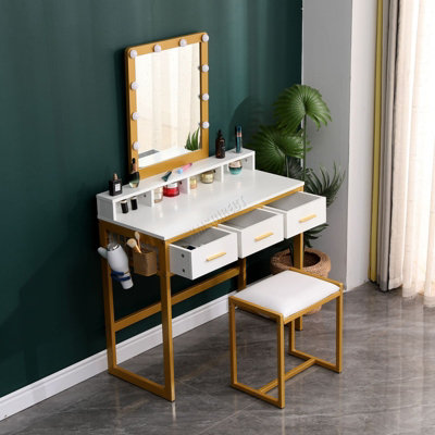 mirrored dressing table and stool