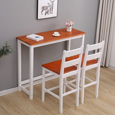 WestWood Wood Bar Table Set 2 Stools Dining Room Breakfast Chair Metal ...