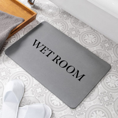 Wet Room Grey Stone Non Slip Bath Mat | DIY at B&Q