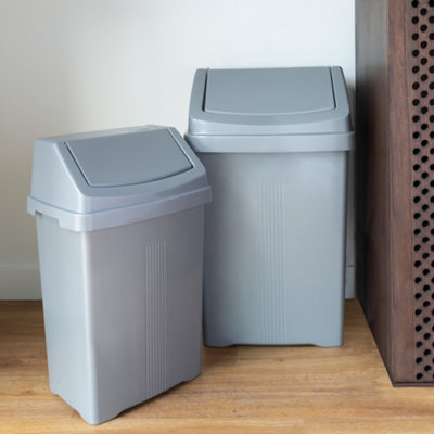 Wham 2 Piece Casa Bin Set (25L/50L Swing Bin) Silver | DIY at B&Q