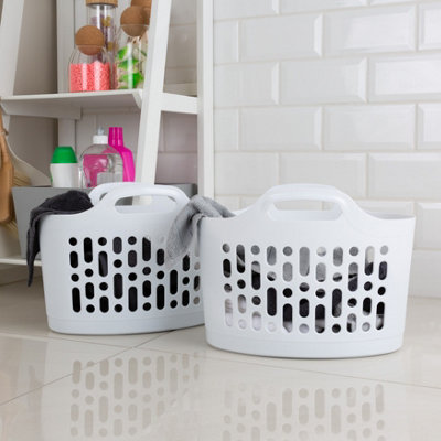 Wham 2 x 8L Plastic Flexi Basket Ice White | DIY at B&Q