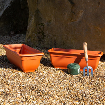 Wham 2x Bell Pot 47cm Plastic Planter Terracotta, Large Rectangular ...