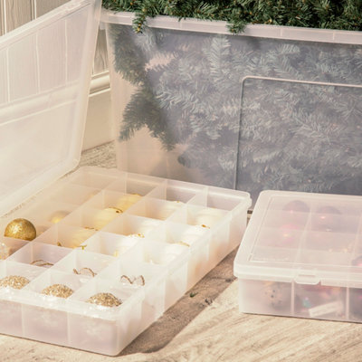 Wham 2x Extra Large Bauble Storage Boxes with 24 Divisions Clear. Multi ...