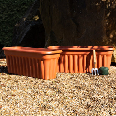 Wham 2x Vista Terracotta Plastic Planter, Extra Large Rectangular ...
