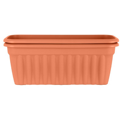 Wham 2x Vista Terracotta Plastic Planter, Extra Large Rectangular ...