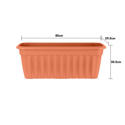 Wham 2x Vista Terracotta Plastic Planter, Extra Large Rectangular ...