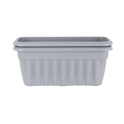 Wham 2x Vista Upcycle Grey Plastic Planter, Large Rectangular Trough ...