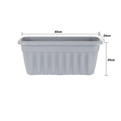 Wham 2x Vista Upcycle Grey Plastic Planter, Large Rectangular Trough ...