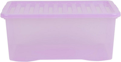 Wham 3 x Crystal 45 Liter Plastic Storage Box 60 x 40 x 25 cm - Tint Grey