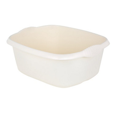 Wham 39cm Rectangle Plastic Washing Up Sink Bowl Caravan Basin Bowl - Cream