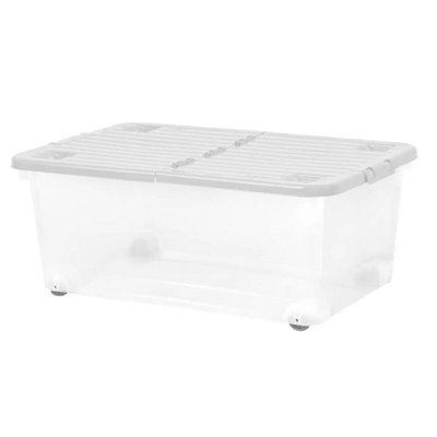 Wham 45 Litre Storage Boxes with Wheels and Folding Lid, Pack of 5 ...
