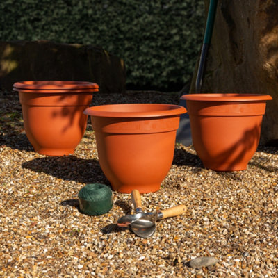 Wham 4x Bell Pot 36cm Plastic Planter Terracotta, Medium Round Garden ...