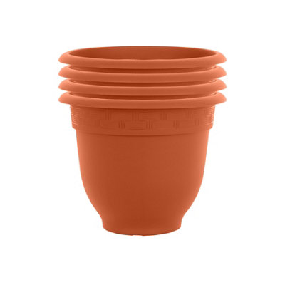 Wham 4x Bell Pot 36cm Plastic Planter Terracotta, Medium Round Garden ...