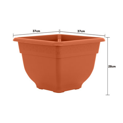 Wham 4x Bell Pot 37cm Plastic Planter Terracotta, Medium Square Garden ...