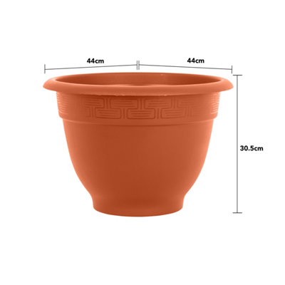 WHAM 4X BELL POT 44CM PLASTIC PLANTER TERRACOTTA, MEDIUM ROUND GARDEN ...