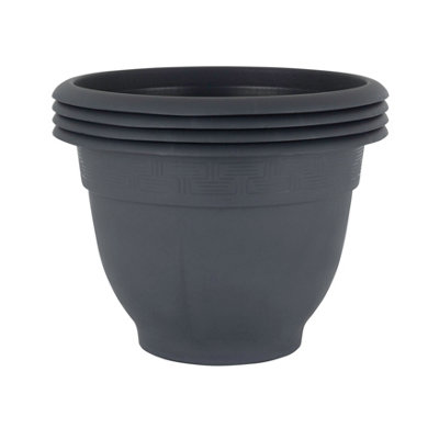 Wham 4x Bell Pot 48cm Plastic Planter Slate, Large Round Garden Floor ...
