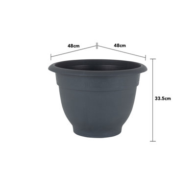 Wham 4x Bell Pot 48cm Plastic Planter Slate, Large Round Garden Floor ...