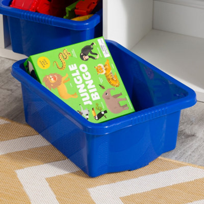 Wham 4x Stack & Store 16L Blue Plastic Storage Boxes. Home, Office ...