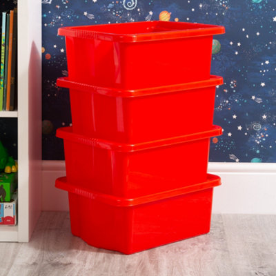 Wham 4x Stack & Store 16L Red Plastic Storage Boxes. Home, Office ...