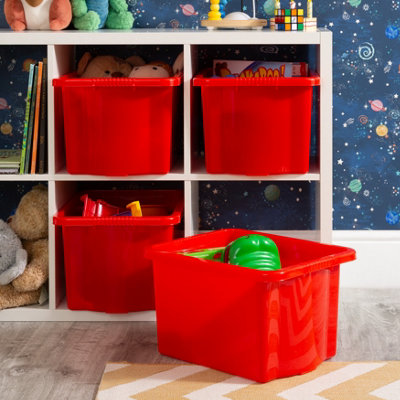Wham 4x Stack & Store 24L Red Plastic Storage Boxes. Home, Office ...