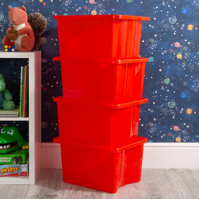 Wham 4x Stack & Store 30L Red Plastic Storage Boxes. Home, Office ...