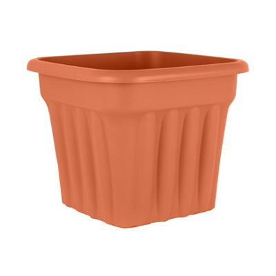 Wham 4x Vista Terracotta Plastic Planter, Square Garden Plant Pot ...