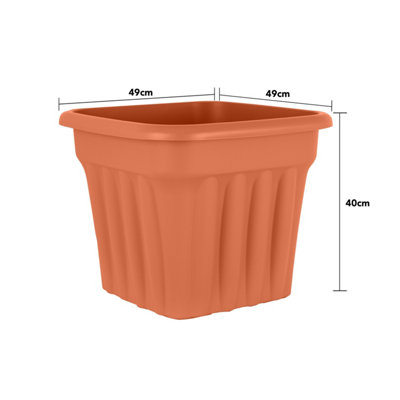 Wham 4x Vista Terracotta Plastic Planter, Square Garden Plant Pot ...