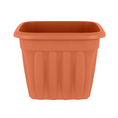 Wham 4x Vista Terracotta Plastic Planter, Square Garden Plant Pot ...
