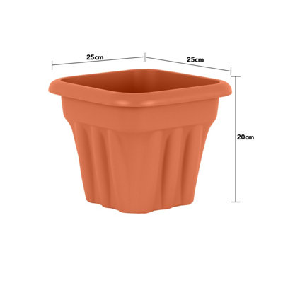 Wham 6x Vista Terracotta Plastic Planter, Square Garden Plant Pot ...