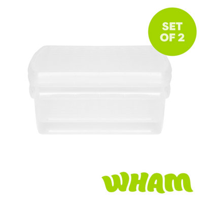 Wham Clip 2x 13.2L Square Plastic Storage Boxes with Secure Clip Lock ...