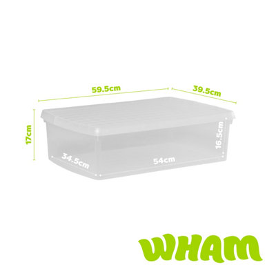 Wham Clip 2x 30L Rectangular Plastic Storage Boxes with Secure Clip ...