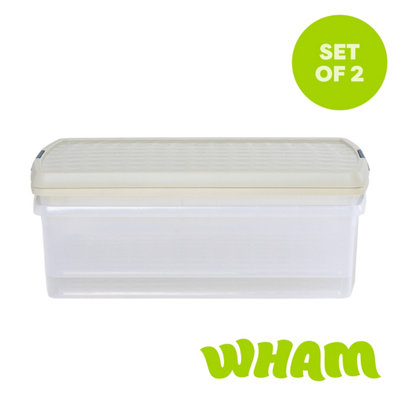 Wham Clip 2x 30L Rectangular Plastic Storage Boxes with Secure Clip ...
