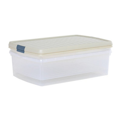 Wham Clip 2x 30L Rectangular Plastic Storage Boxes with Secure Clip ...
