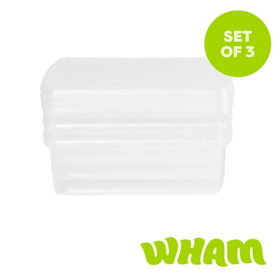 Wham Clip 3x 13.2L Square Plastic Storage Boxes with Clip Lock Lids ...