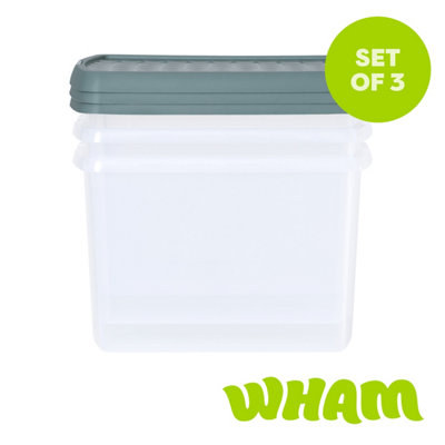 Wham Clip 3x 21.5L Rectangular Plastic Storage Boxes with Clip Lock ...