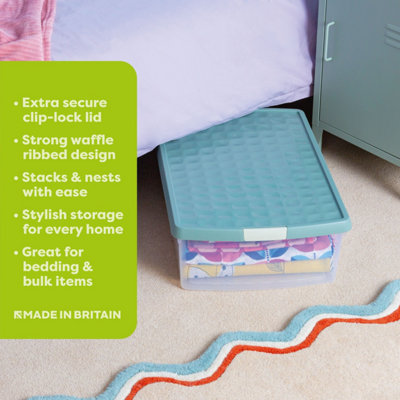 Wham Clip 3x 30L Rectangular Plastic Storage Boxes with Secure Clip ...