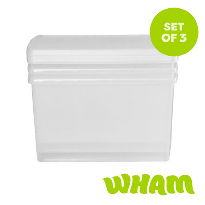 Wham Clip 3x 62L Rectangular Plastic Storage Boxes with Secure Clip ...