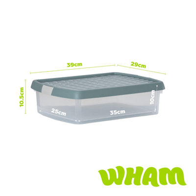 Wham Clip 3x 8.5L Rectangular Plastic Storage Boxes with Clip Lock Lids ...