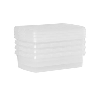 Wham Clip 4 x 7L Rectangular Plastic Storage Boxes with Clip Lock Lids ...