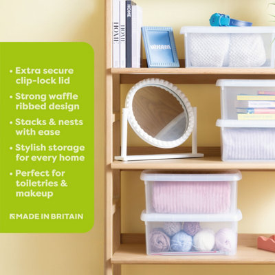 Wham Clip 4x 10.5L Rectangular Plastic Storage Boxes with Clip Lock ...