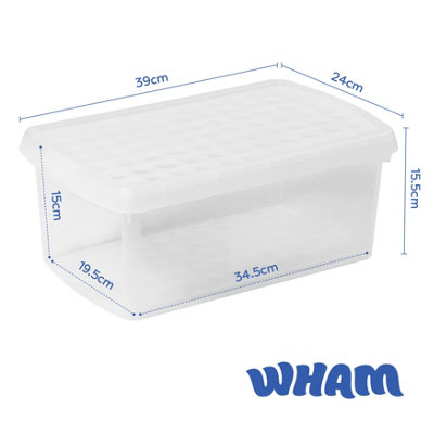 Wham Clip 4x 10.5L Rectangular Plastic Storage Boxes with Clip Lock ...