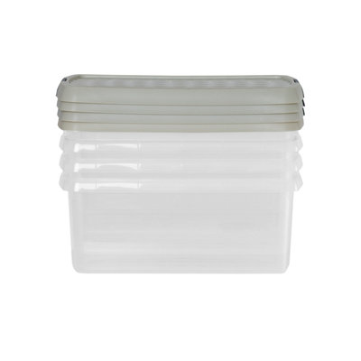 Wham Clip 4x 10.5L Rectangular Plastic Storage Boxes with Secure Clip ...